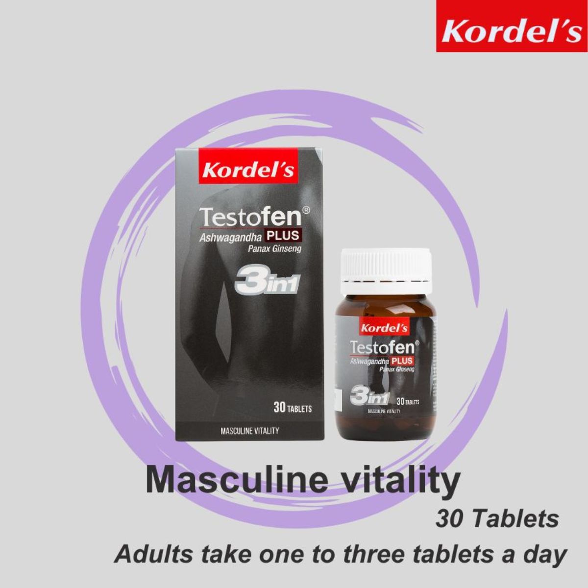 Kordel's Testofen Plus Ashwagandha and Panax Ginseng 30 Tabs - Manadr