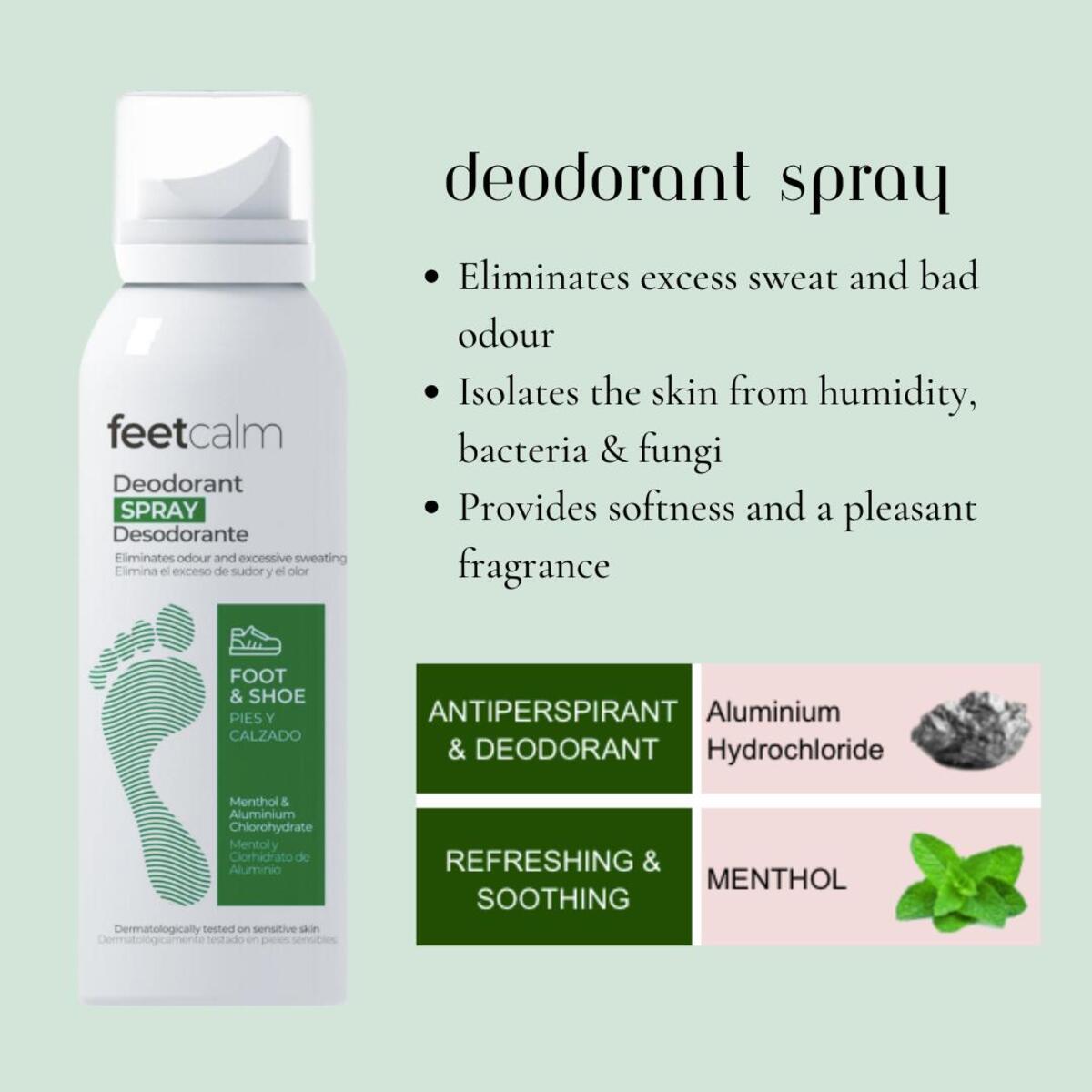 Feetcalm Deodorant Spray 75ml for Foot and Shoe - Manadr
